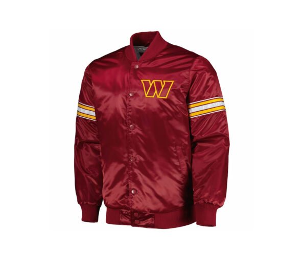 Custom Burgundy Satin Varsity Jacket With Front And Back Logo