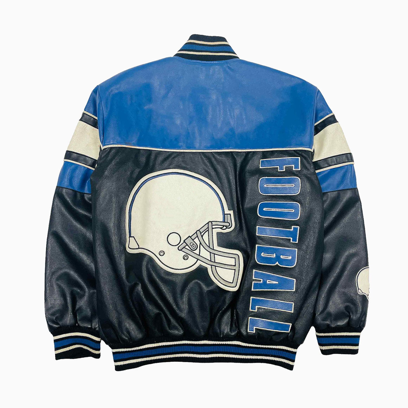 Custom LEATHER VARSITY JACKET WITH EMBROIDERED PATCHES | Wholesale
