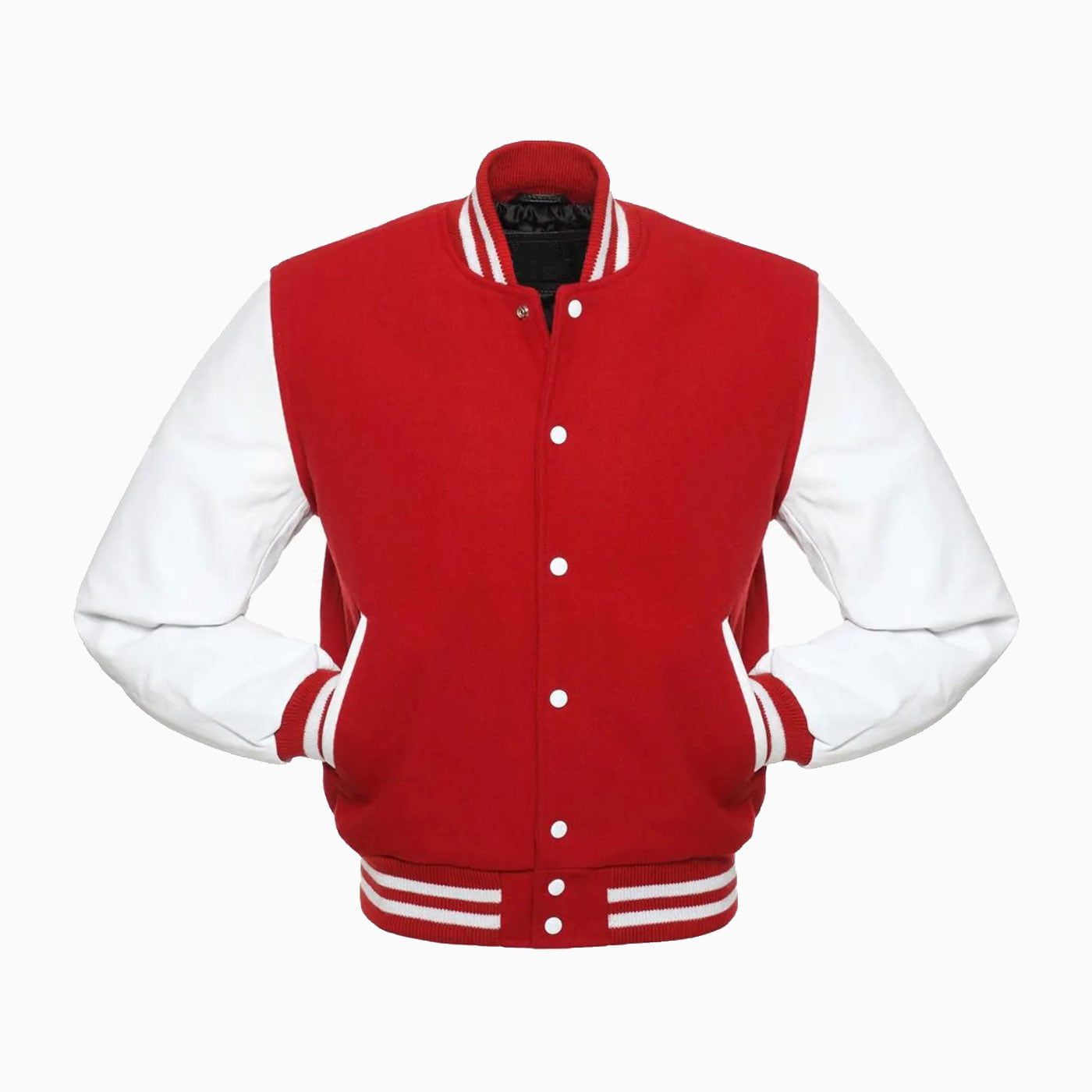 Custom Mens Red Wool Body & White Leather Sleeves Varsity Jacket ...